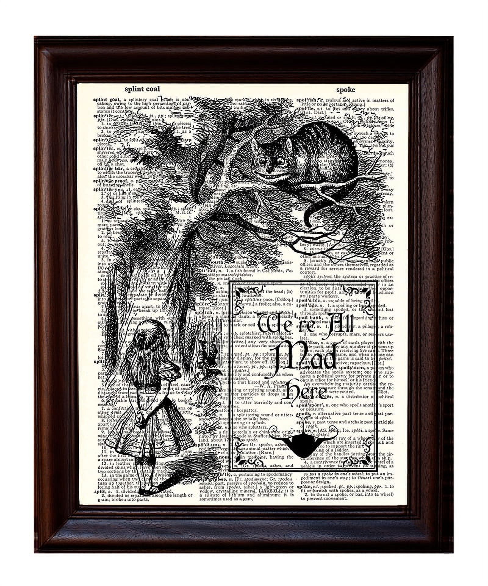 We're All Mad Here - Dictionary Art Print Printed On Authentic Vintage ...