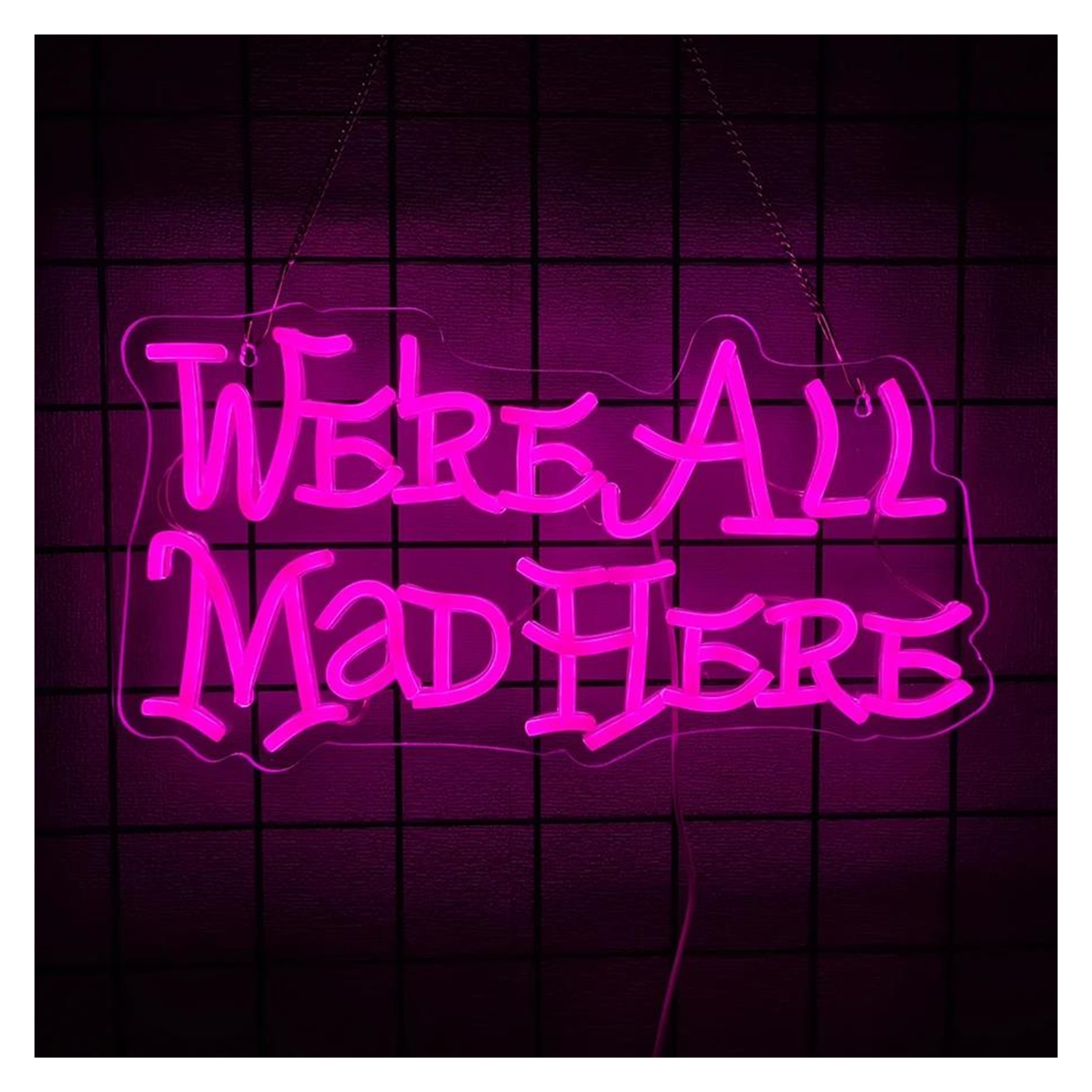 We're All Mad Here Neon Sign LED Light Dimmable USB Powered For Bedroom ...