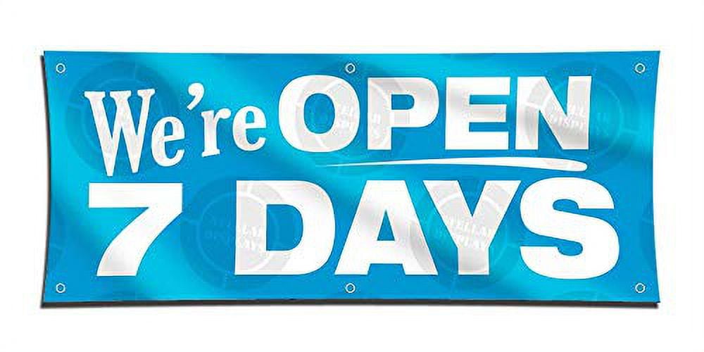 We're Open Banner (2ft X 5ft) Sign Display Business Hours Flag Schedule ...