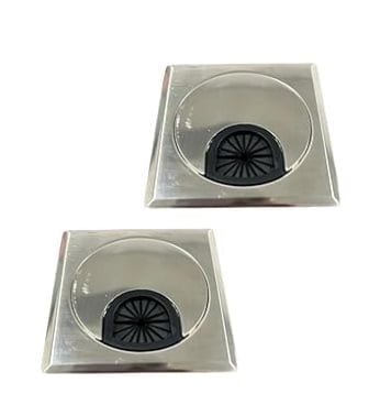 We'reit, Brushed Silver Round Metal Desk Grommet with Square Outer, 60 ...