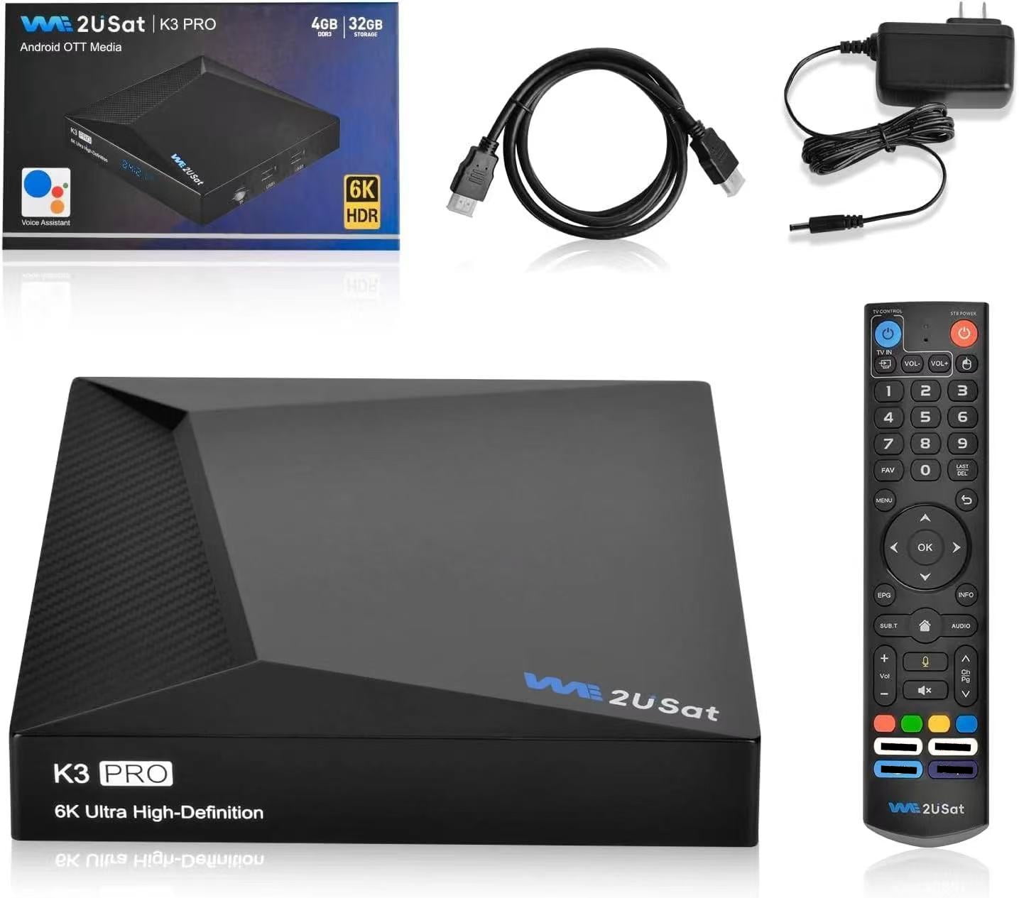 We2USat K3 PRO 6K Android 12 TV Box - 4GB RAM 32GB ROM, WiFi 6, Gigabit ...