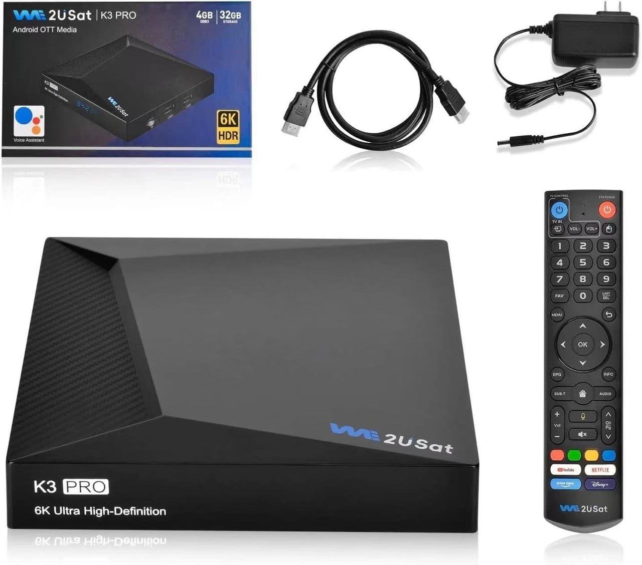 We2USat K3 PRO Smart TV Box, 4GB RAM 32GB Storage, 6K,WiFi 6 and ...