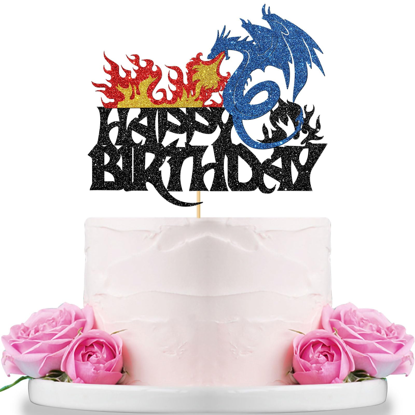 WeBenison Dragon Happy FEV6 Birthday Cake Topper Fire-breathing Dragon ...