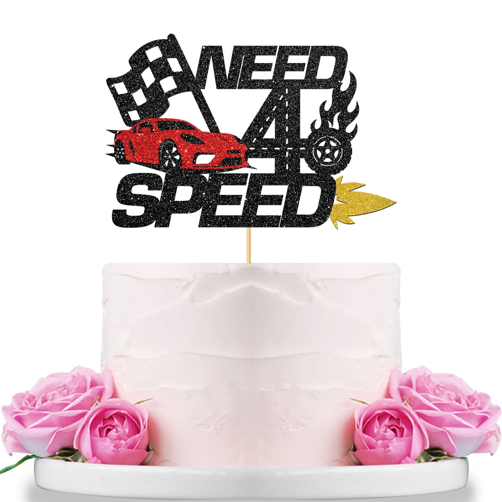 WeBenison Need FourTRDN Speed Cake Topper - Children 4th Birthday ...