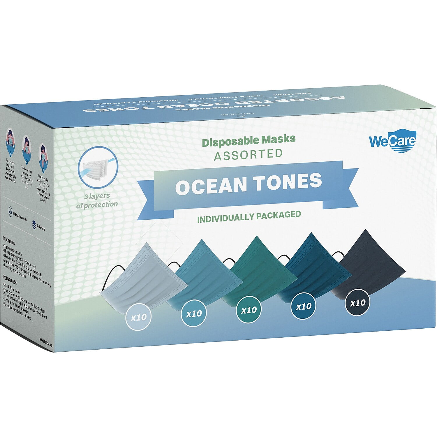 WeCare Disposable Face Mask, 3-Ply with Ear Loop (50 Individually ...