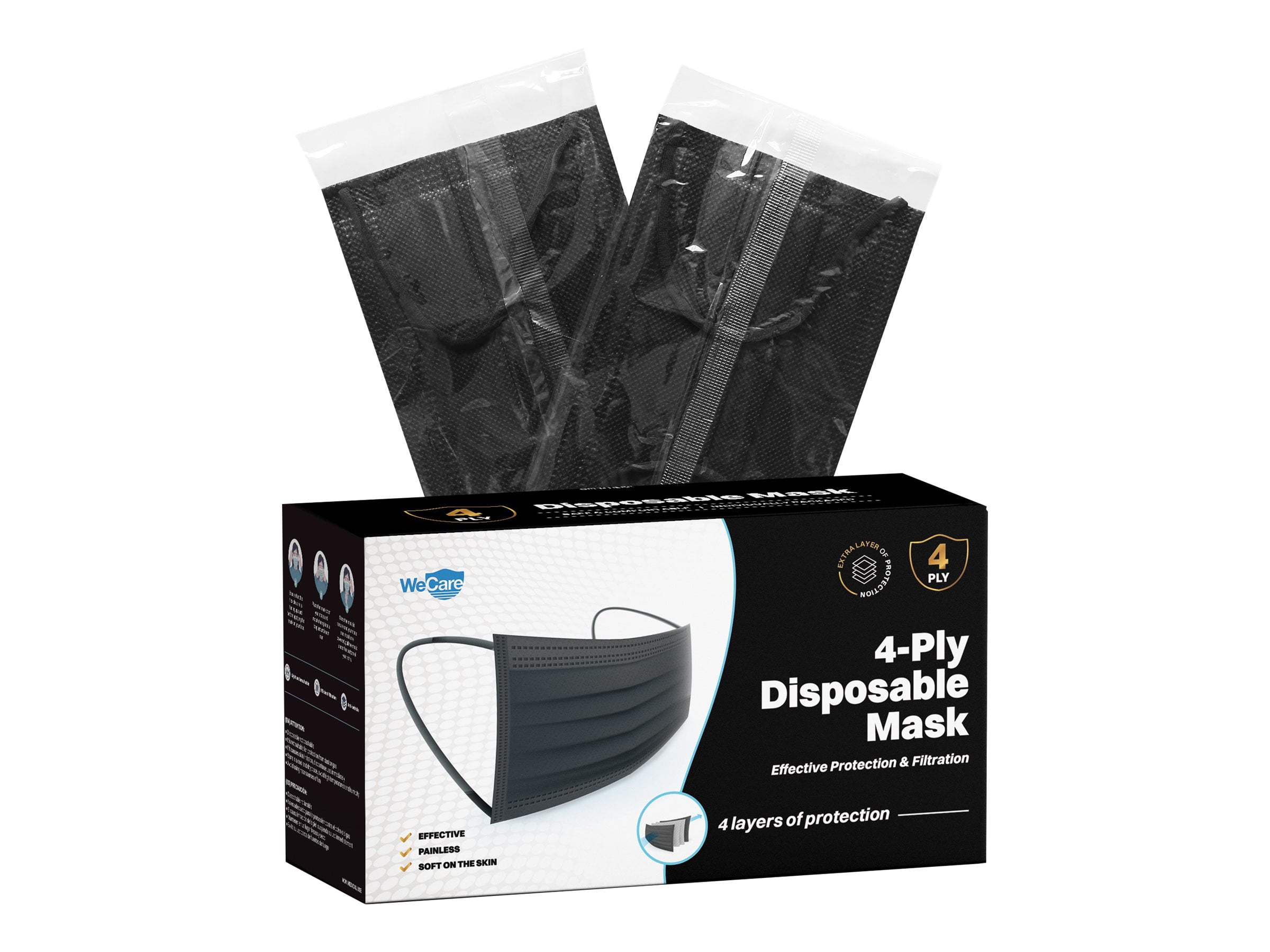 WeCare Disposable Face Mask, 4-Ply with Ear Loop (50 Individually ...