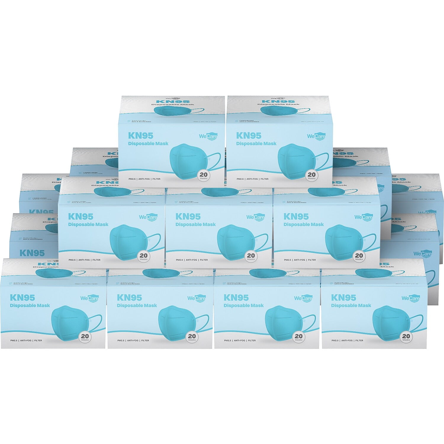 WeCare Disposable KN95 Face Mask Adult Blue 20 Masks/Box 50 Boxes/Pack ...
