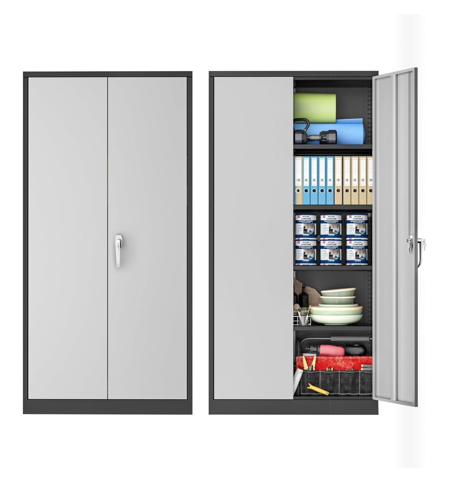 WeCcQuue Metal Storage Cabinets, 72" Storage Cabinet with Locking Door ...