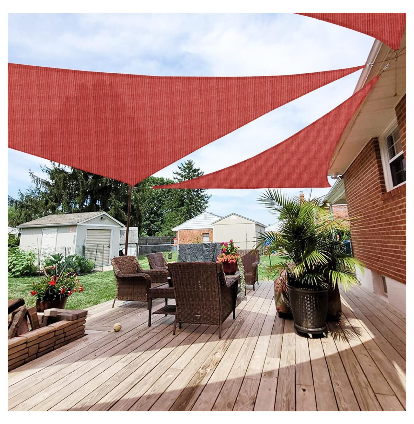 WeCcQuue Paradise 14' x 14' x 14' Sun Shade Sail Triangle Canopy ...