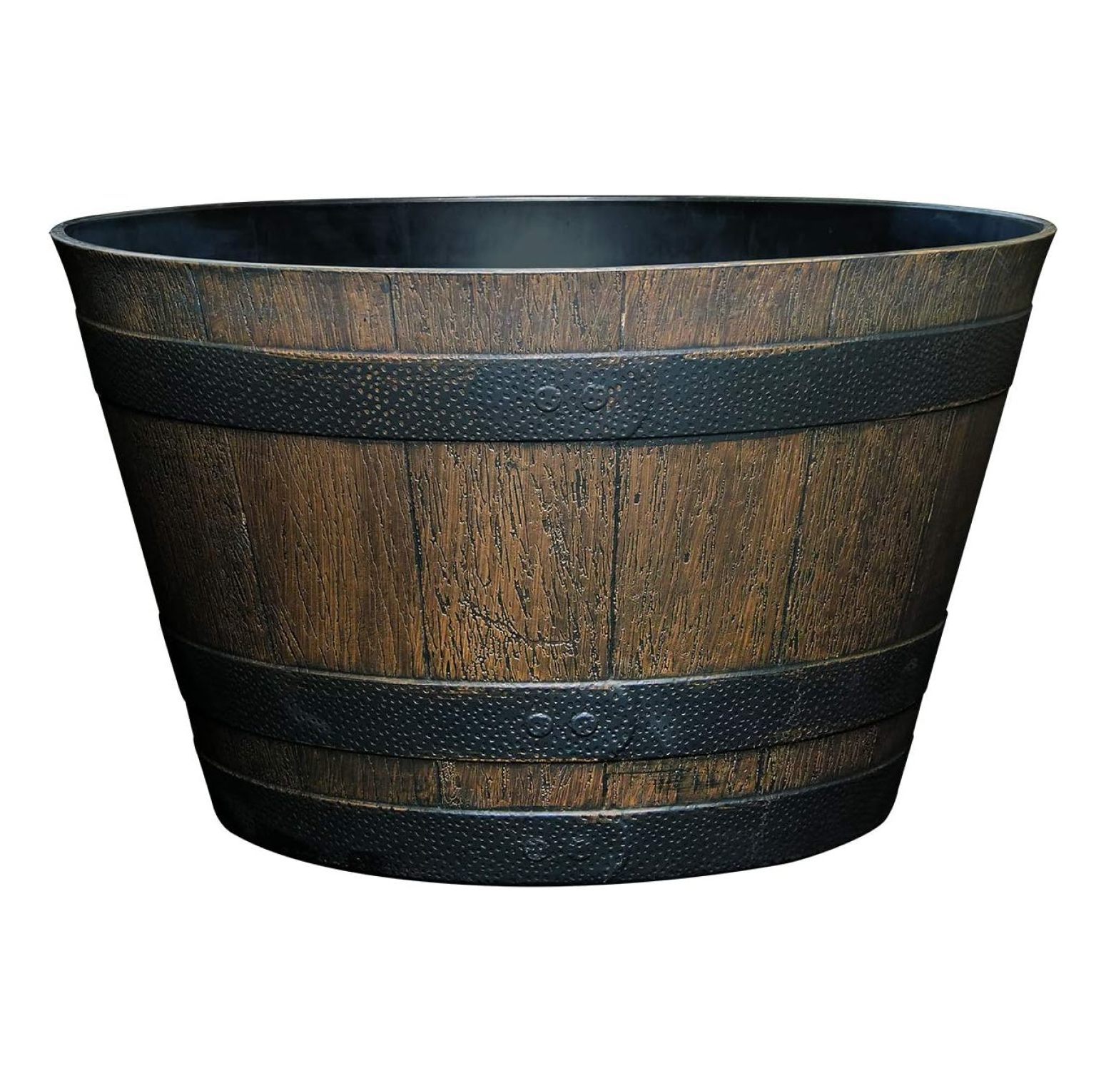 WeCcQuue Whiskey Plastic Resin Flower Pot Barrel Planter, Walnut Brown ...