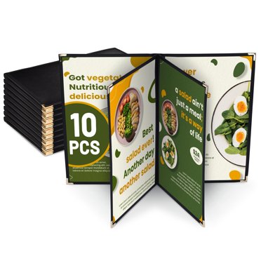 WeChef 30 Pack 14x8.5 Menu Covers, 3 Pages 6 Views, Black Leatherette ...