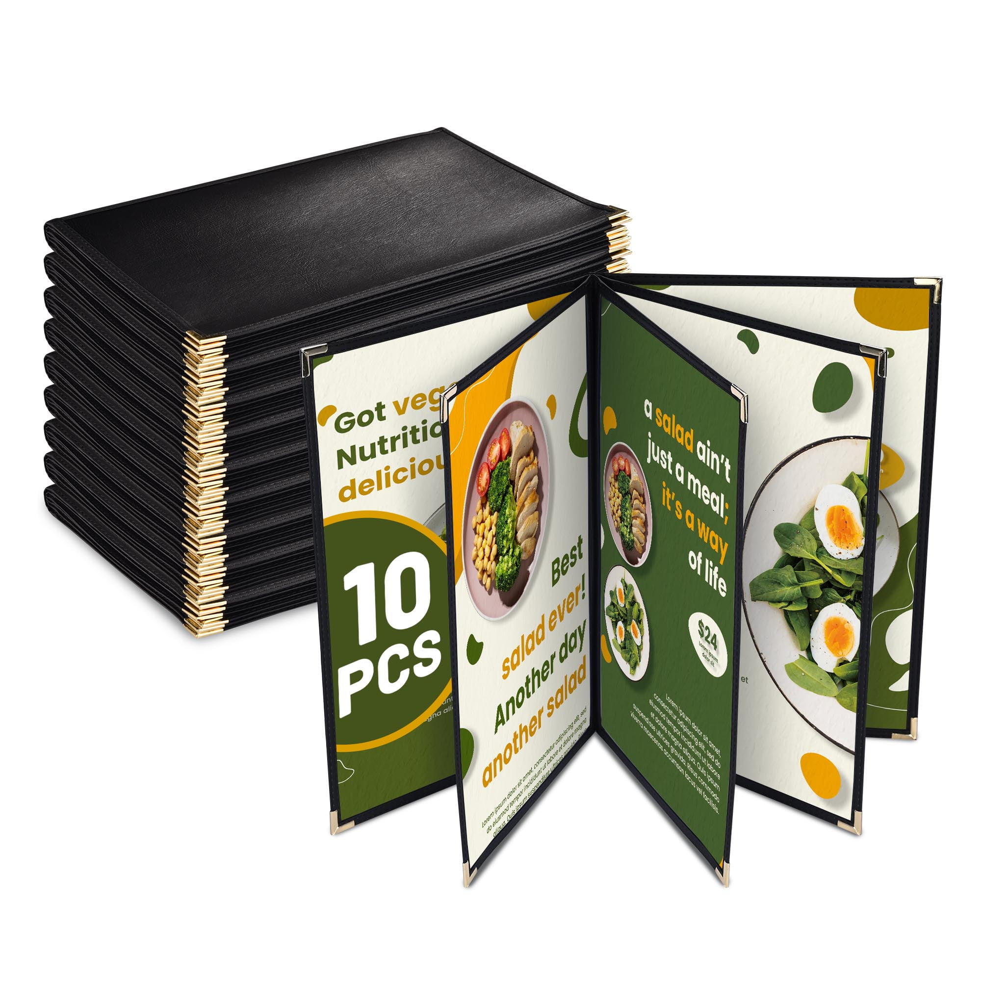WeChef 10 Pack Restaurant Menu Covers 8.5" x 14" Book Style 8 Views ...