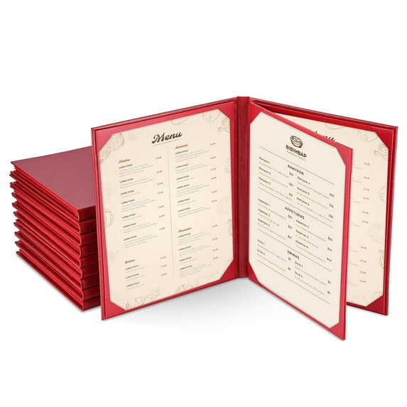 WeChef 10 Packs Restaurant Menu Covers 8.5 x 11 Book Style 3 Pages 4 ...