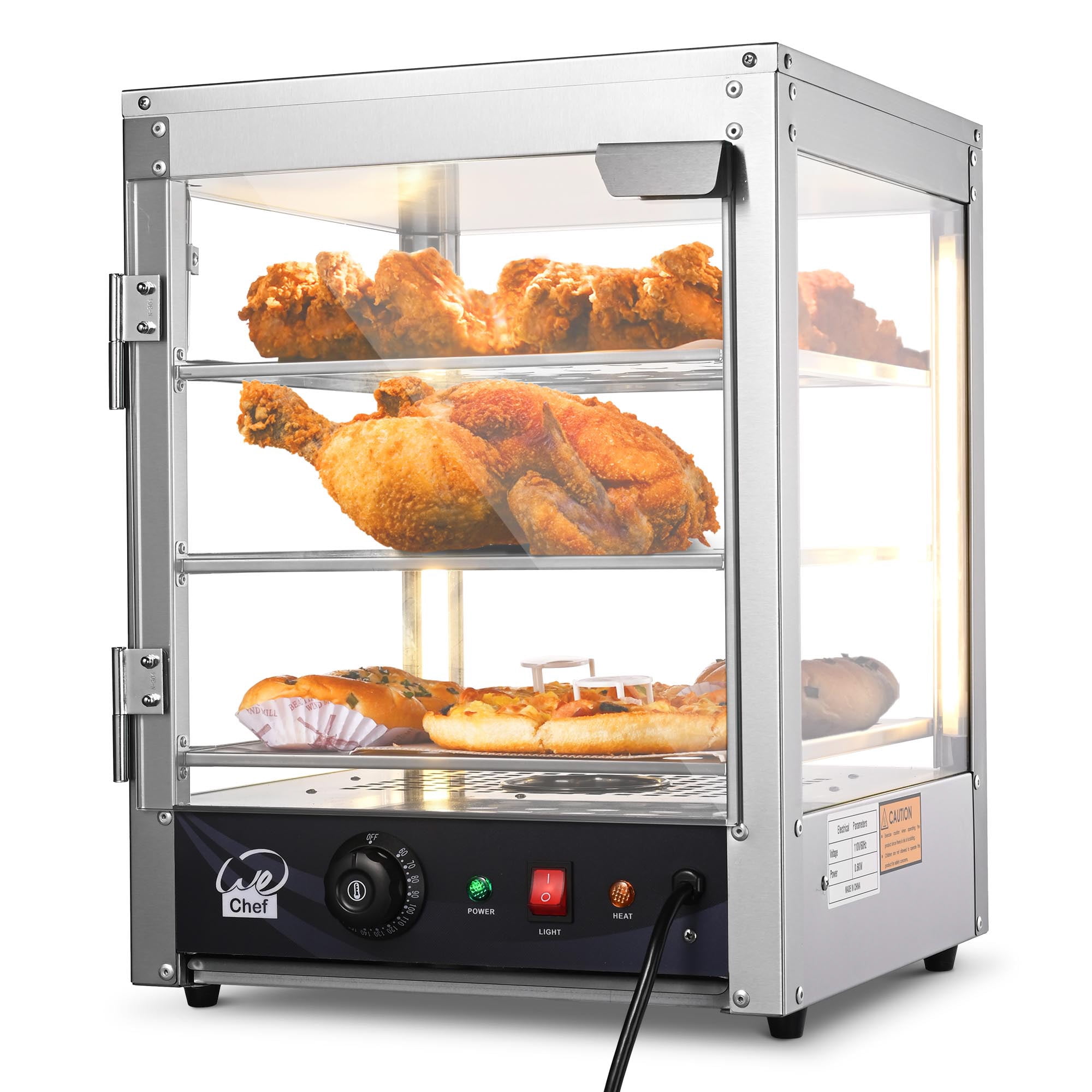 WeChef 15" Commercial Countertop Food 3-Tier Pizza Warmer with LED ...