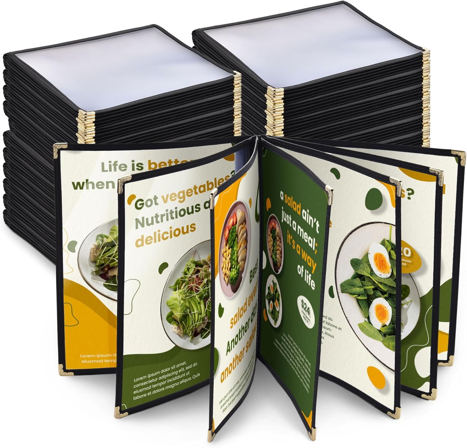 WeChef 20 Pack Restaurant Menu Covers 8.5 x 11 Book Style 7 Pages 14 ...
