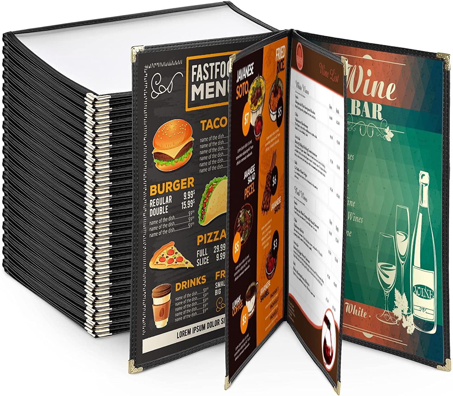 WeChef 20 Pack Restaurant Menu Covers 8.5 x 14" Book Style 4 Pages 8 ...