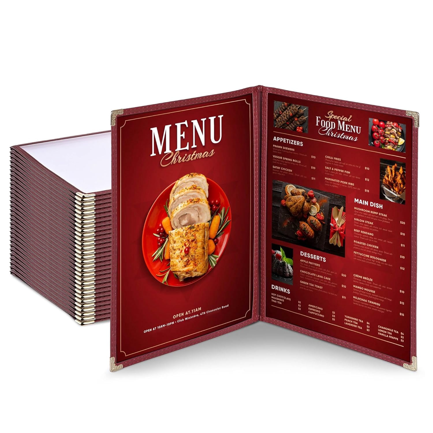 WeChef 30 Pack 8.5" x 11" Restaurant Menu Covers Double Fold 2 Pages 4 ...