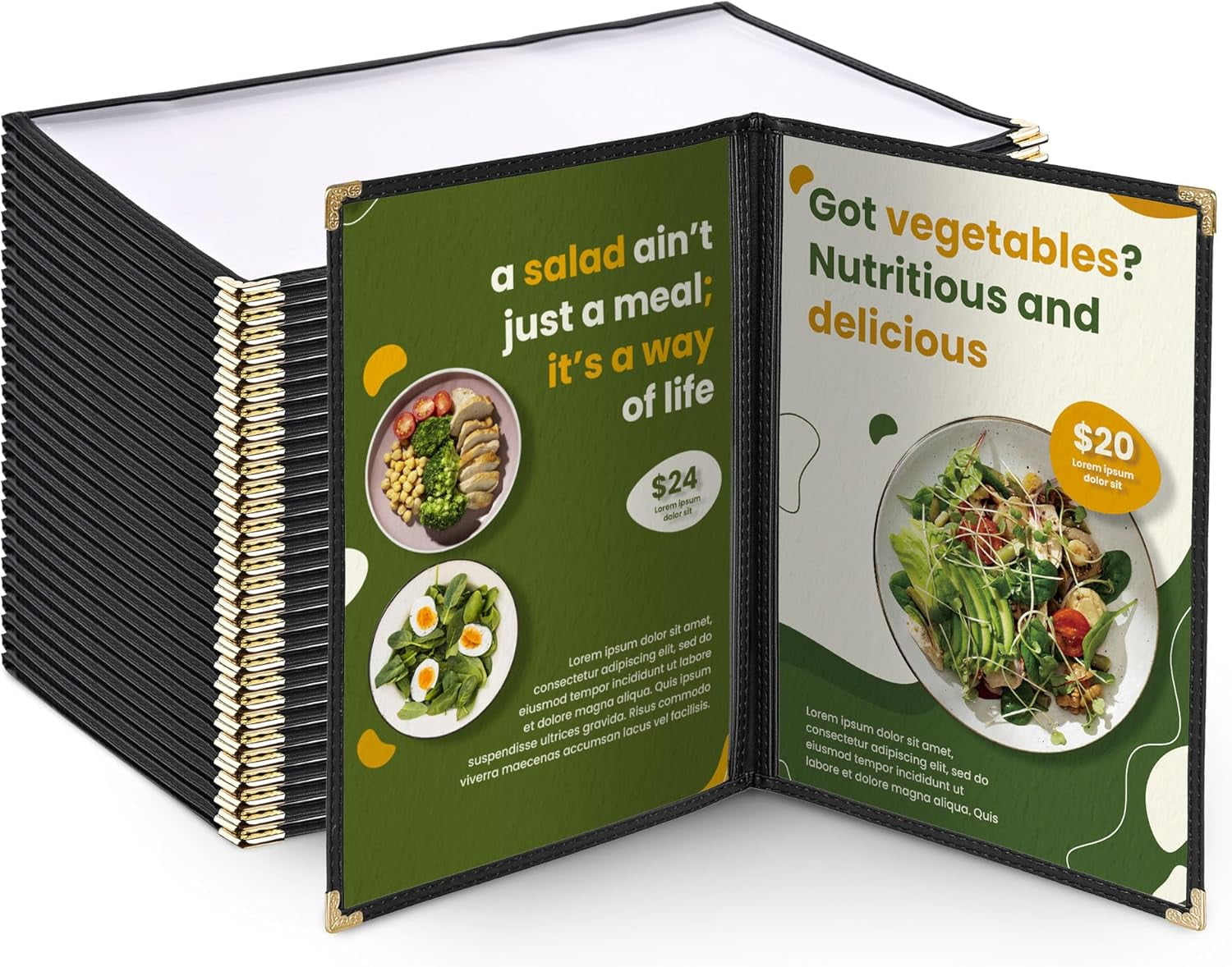 WeChef 30 Pack 8.5" x 14" Restaurant Menu Covers Double Fold 2 Pages 4 ...