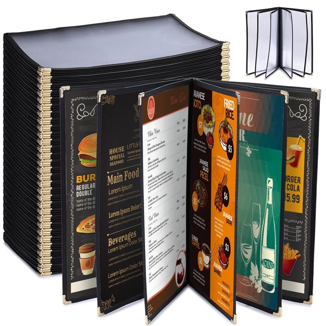 WeChef 30 Pack Menu Book Covers 8.5 x 14" Book Style 6 Pages 12 Views ...