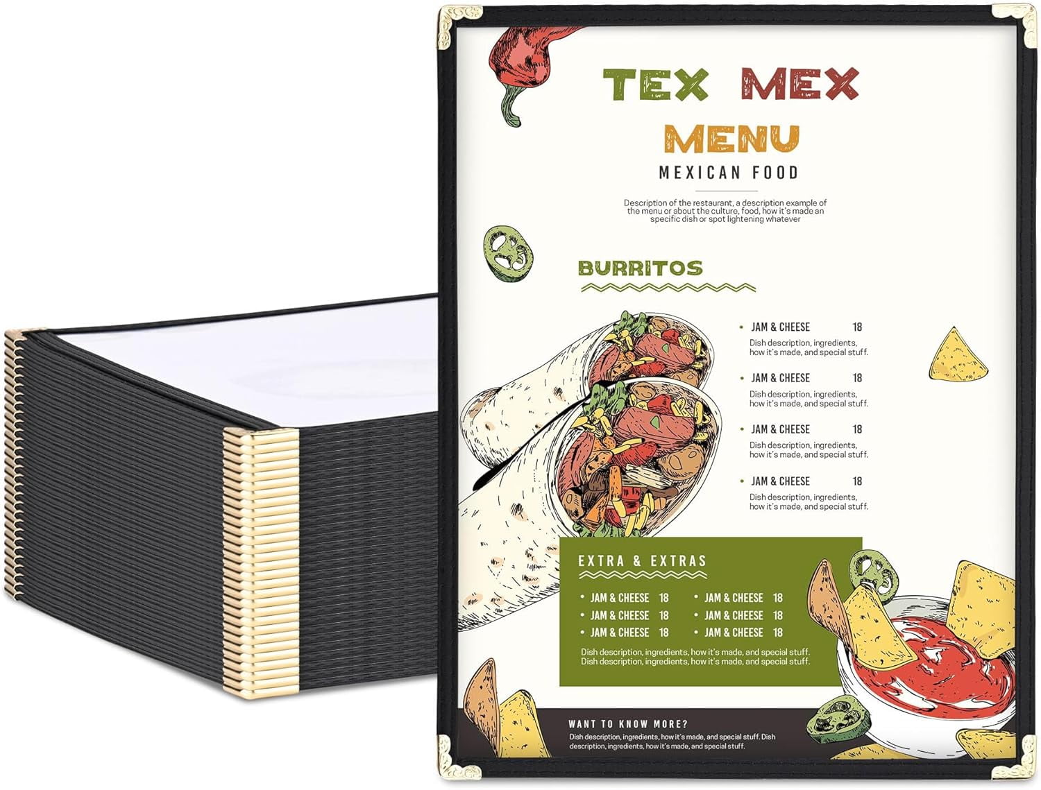 WeChef 30 Pack Restaurant Menu Covers 8.5x11" Menu Holder with Metal ...
