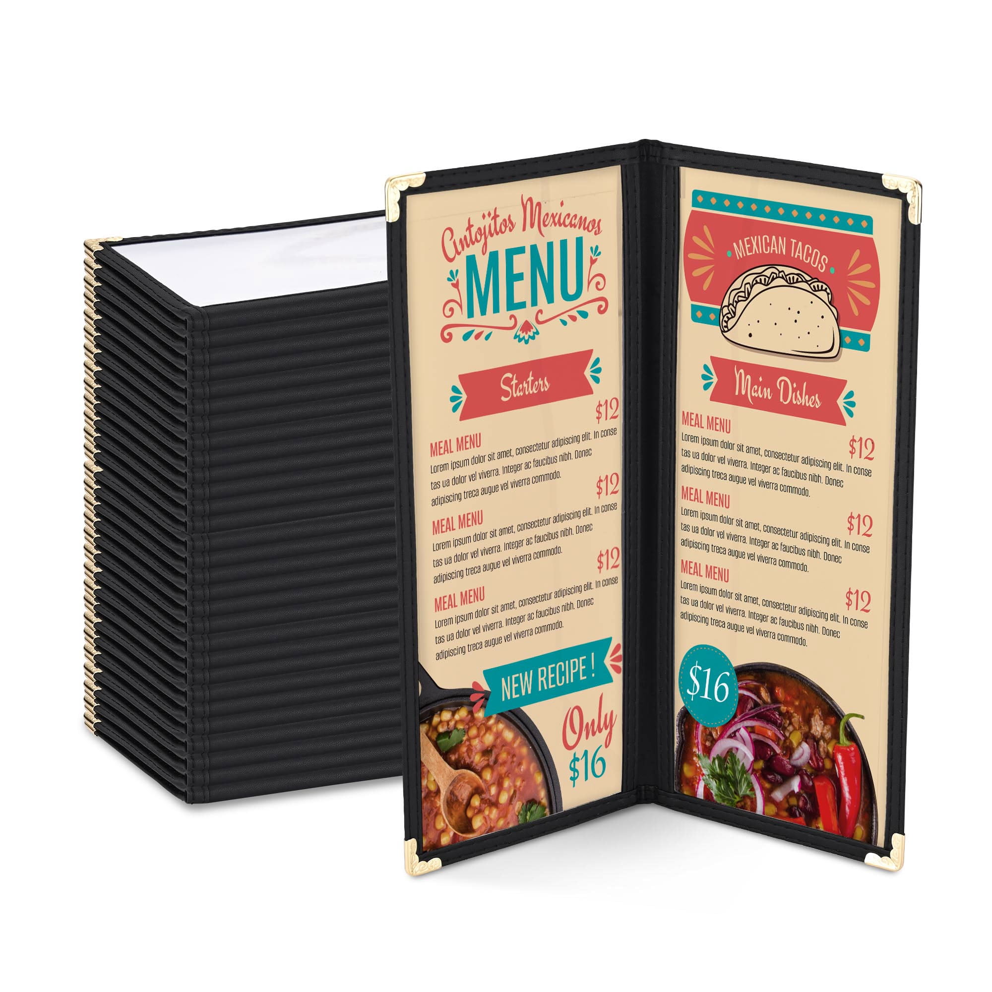 Free Shipping! WeChef 30 Packs Restaurant Menu Covers 4.25 x 11 Double ...