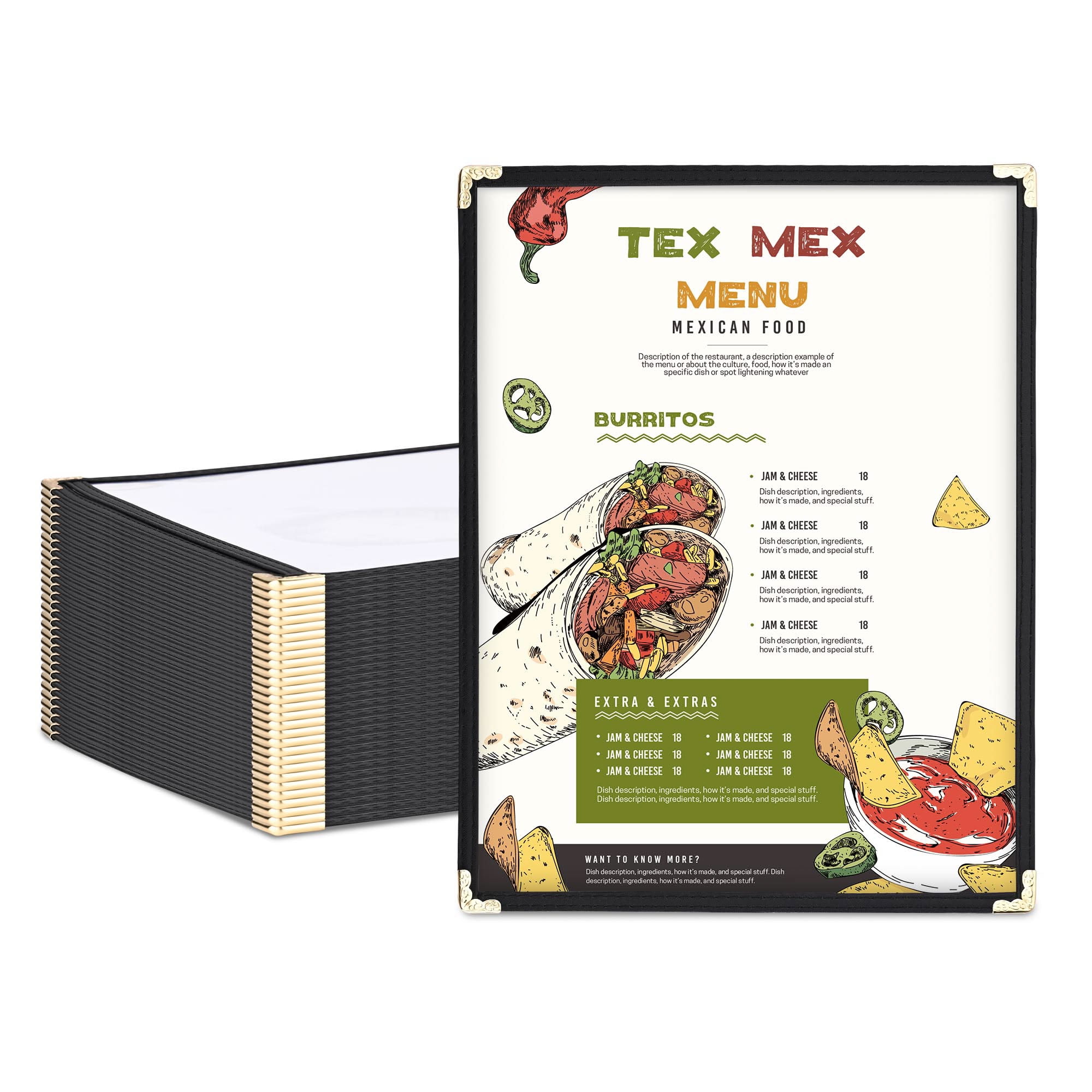 WeChef 30 Packs Restaurant Menu Covers 8.5 x 11 Single Page 1 Page 2 ...