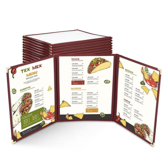 WeChef 30 Packs Restaurant Menu Covers 8.5 x 11 Triple Fold 3 Pages 6 ...