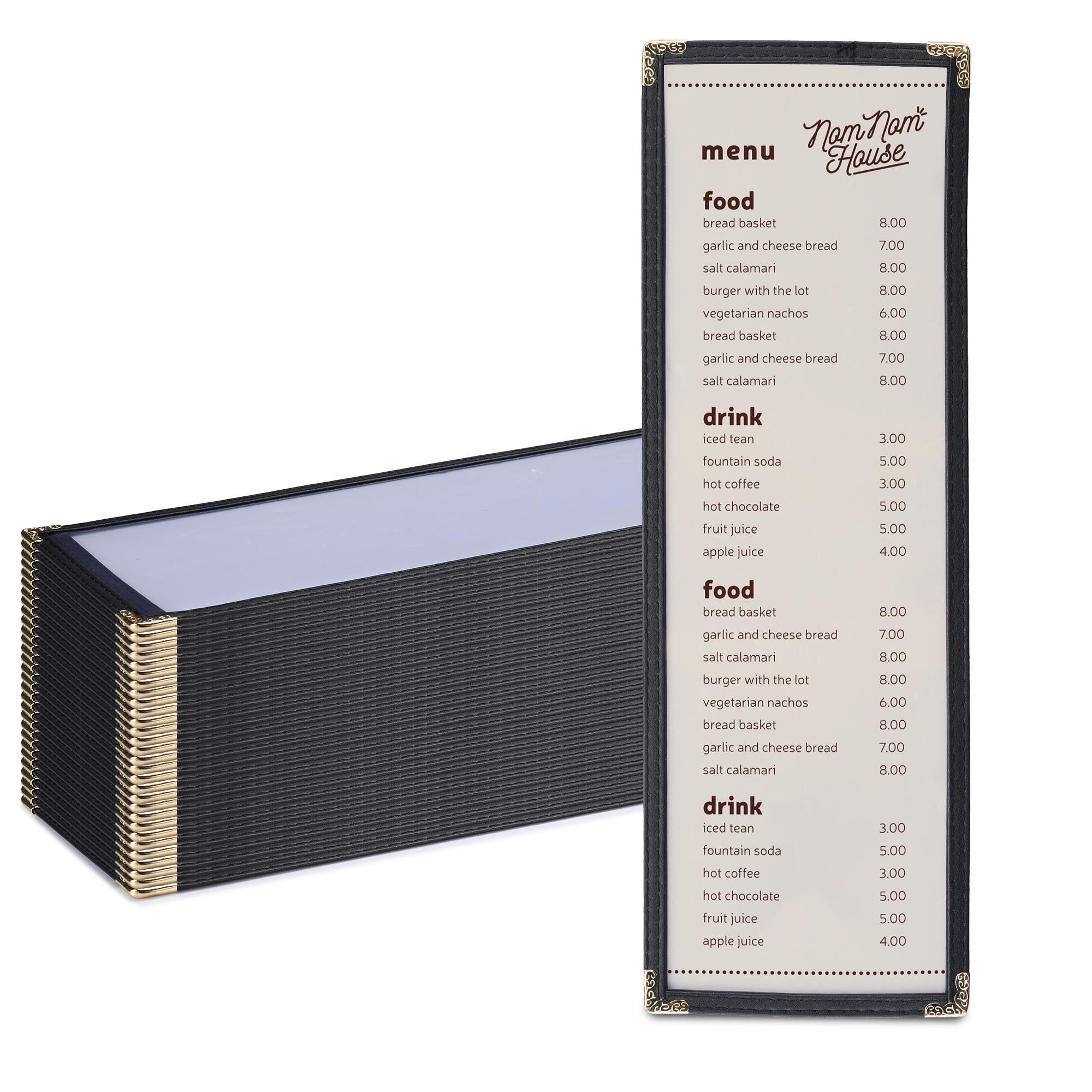WeChef 30 Pcs 4.25 x 14" Restaurant Menu Covers Single Page 2 View Menu ...