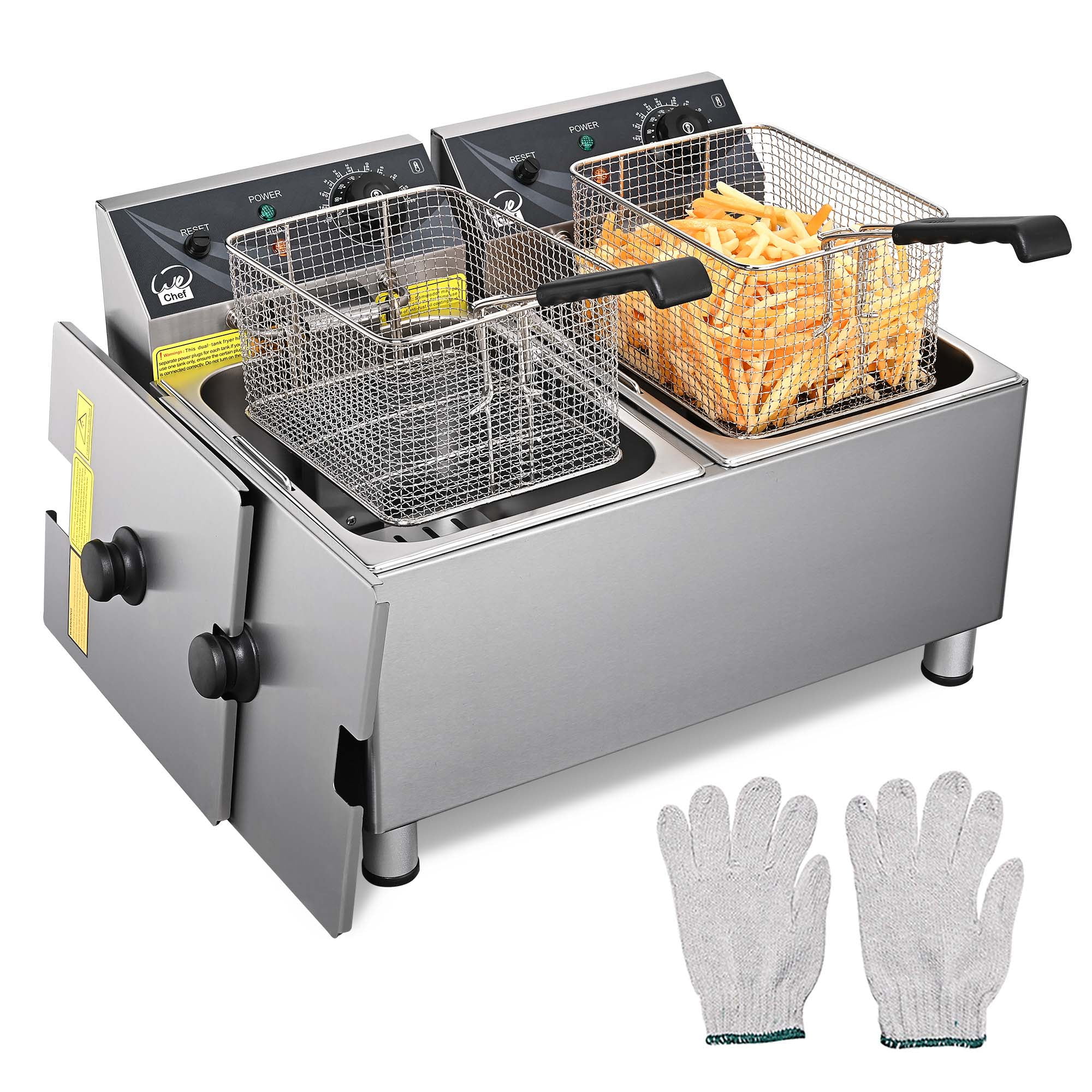 WeChef Commercial Deep Fryer 24L Dual Tank Electric Deep Fryers with ...
