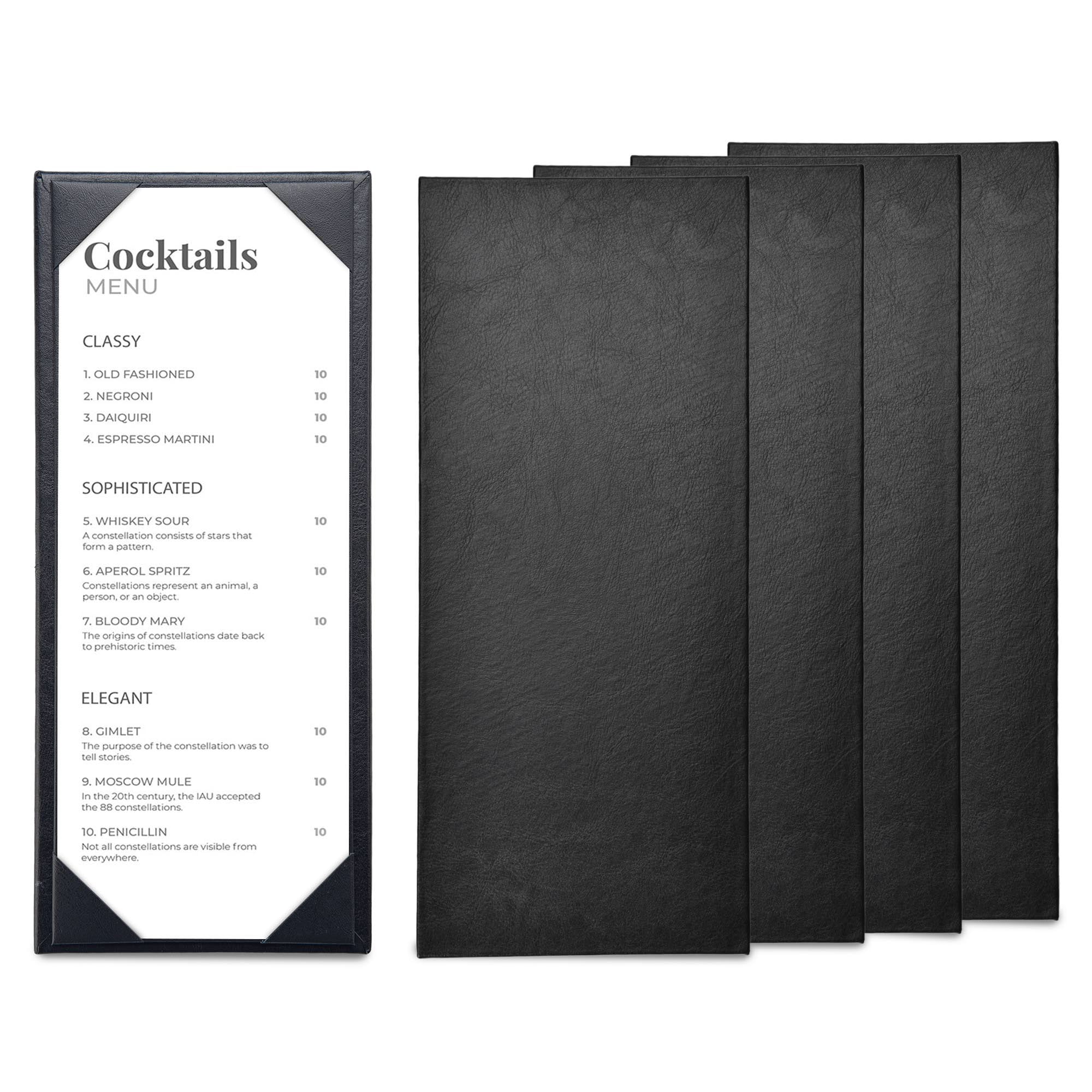 WeChef 5 pack 4.25"x11" Restaurant Menu Book Covers Single Page PU ...