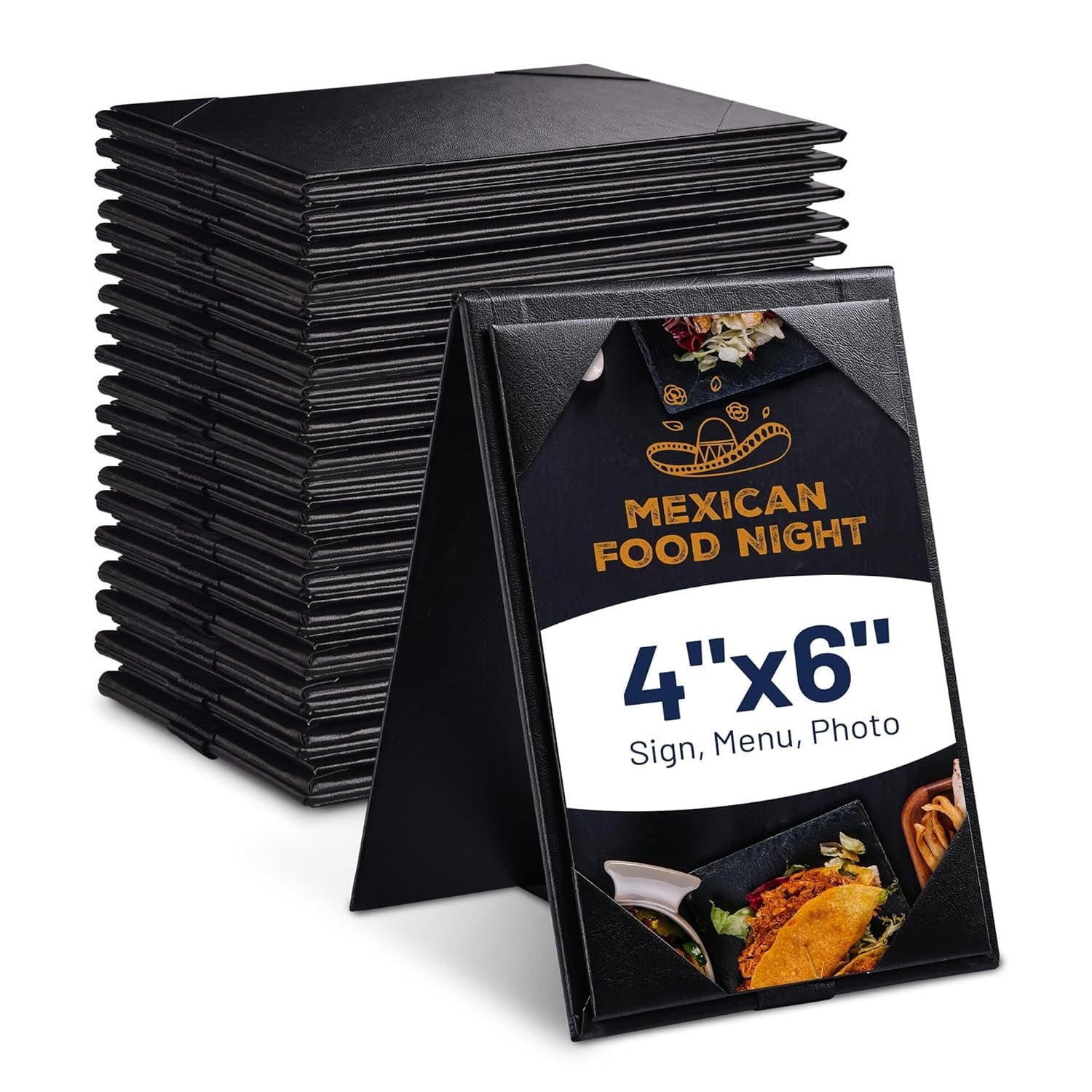 WeChef Table Tent Leatherette Menu Holders Menu Triangle Holder Sign ...