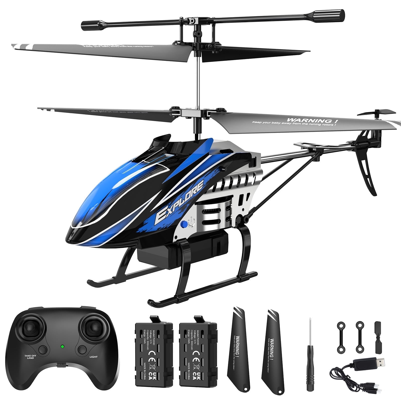 WeFone YK020 RC Helicopter for Kids with 3.5CH, 7 LED Light Modes ...