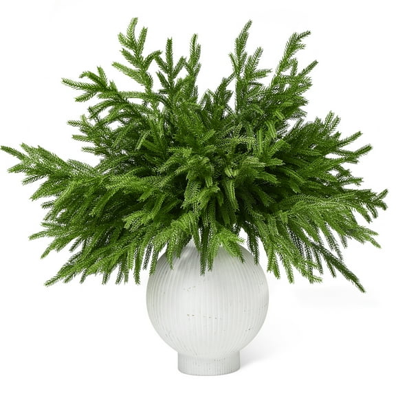 Dienrx 1Pc Real Touch Norfolk Pine Branch -18" Artificial Christmas Green Plants Branches Faux ...