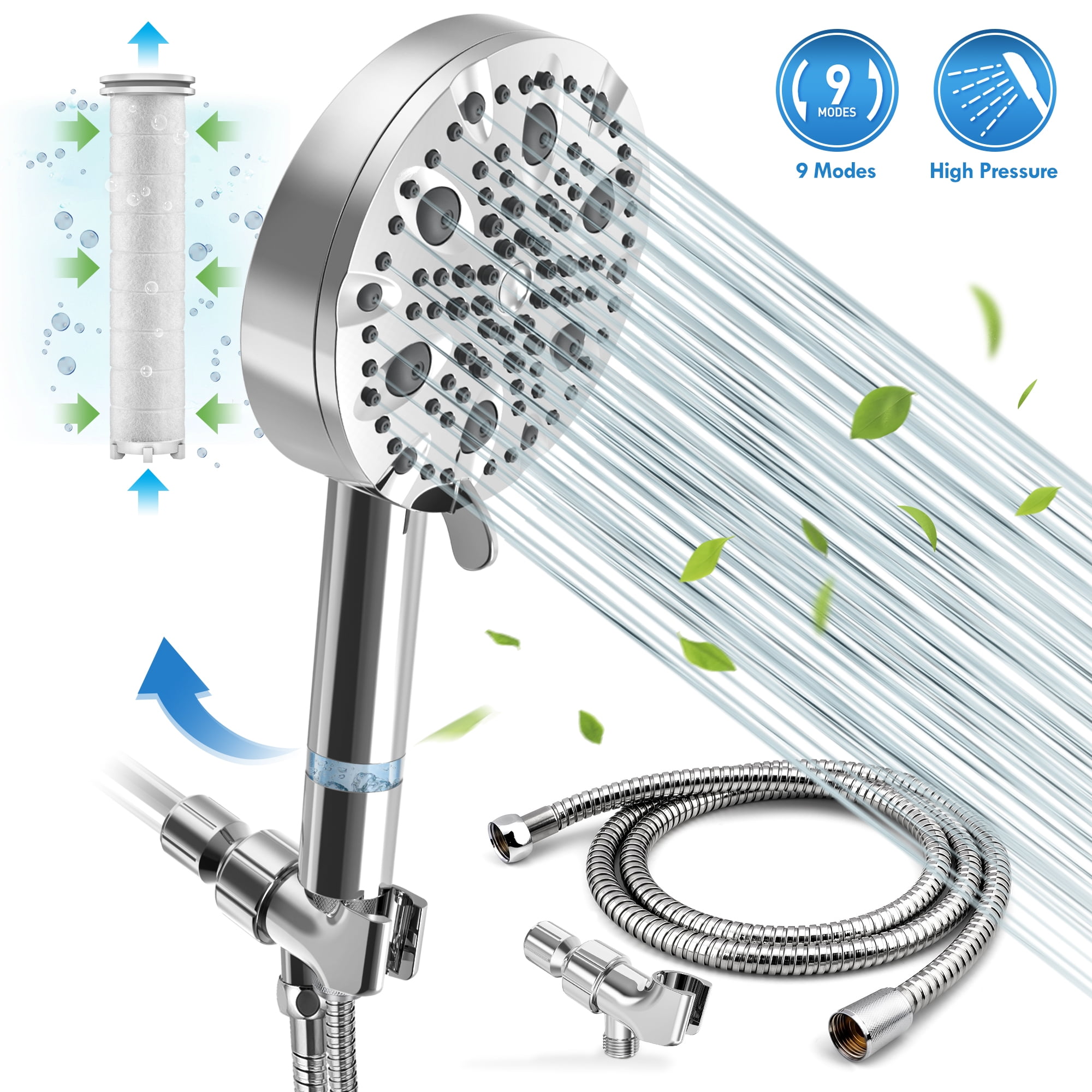 WeGuard Handheld Shower Head with Hose, High Pressure Chrome Finish ...