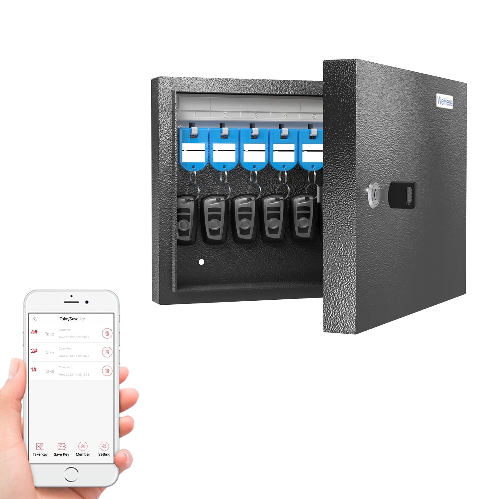 WeHere 16 Key Lock Box, Large Key Cabinet Security Storage Lockbox for ...