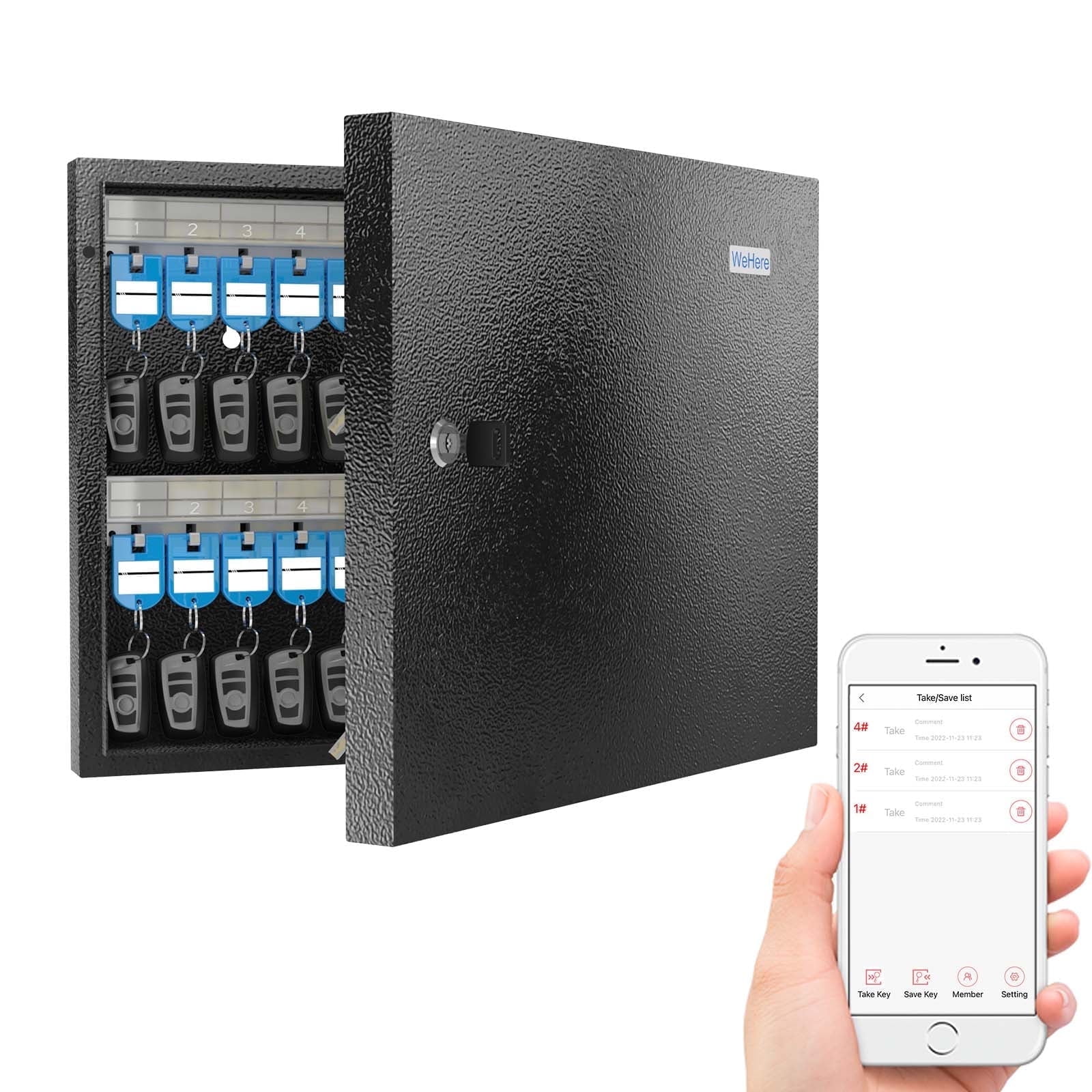 WeHere 48 Key Lock Box, Combination Key Cabinet Security Storage ...
