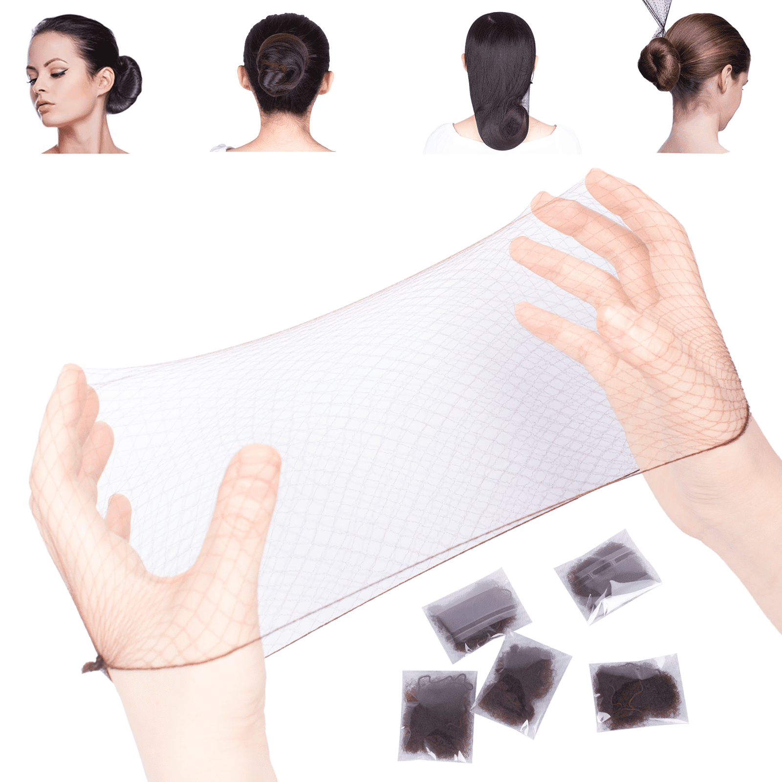 WeKen Individual Package 20 Inches Invisible Elastic Edge Mesh Bun Hair ...
