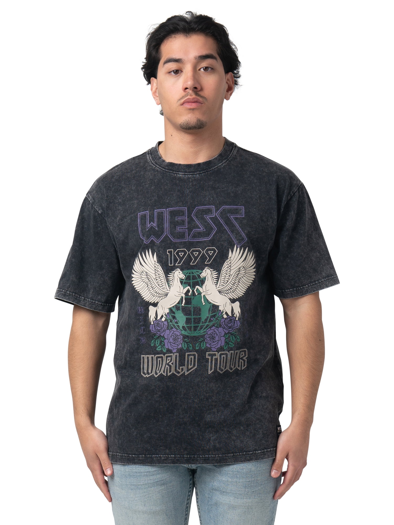 WeSC Men's Mason Short Sleeve Enzyme Washed Tee World Tour, Sizes S-2XL ...