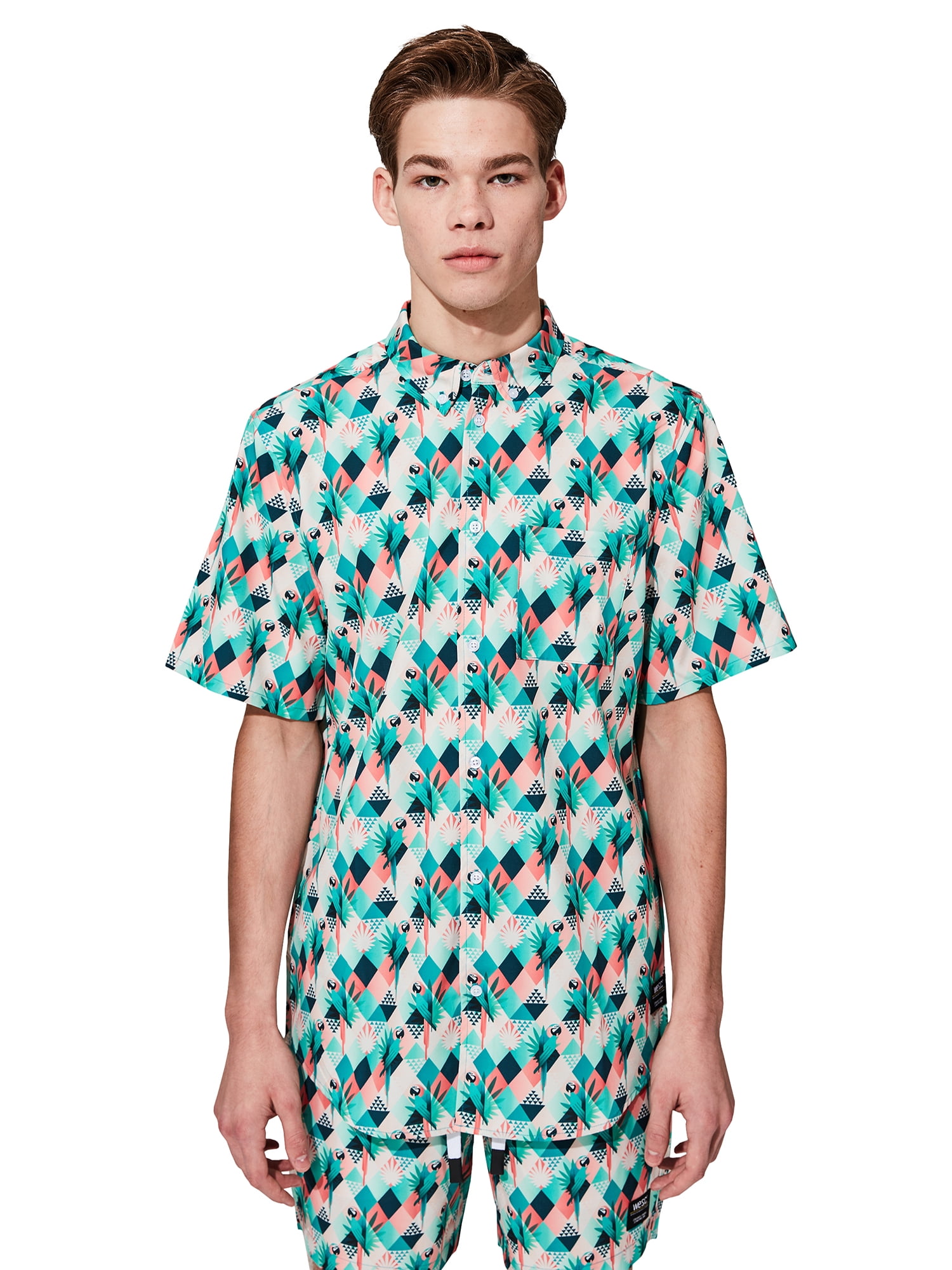 WeSC Men's Oden Mini Printed Short Sleeve Woven Shirt, Sizes S-2XL ...