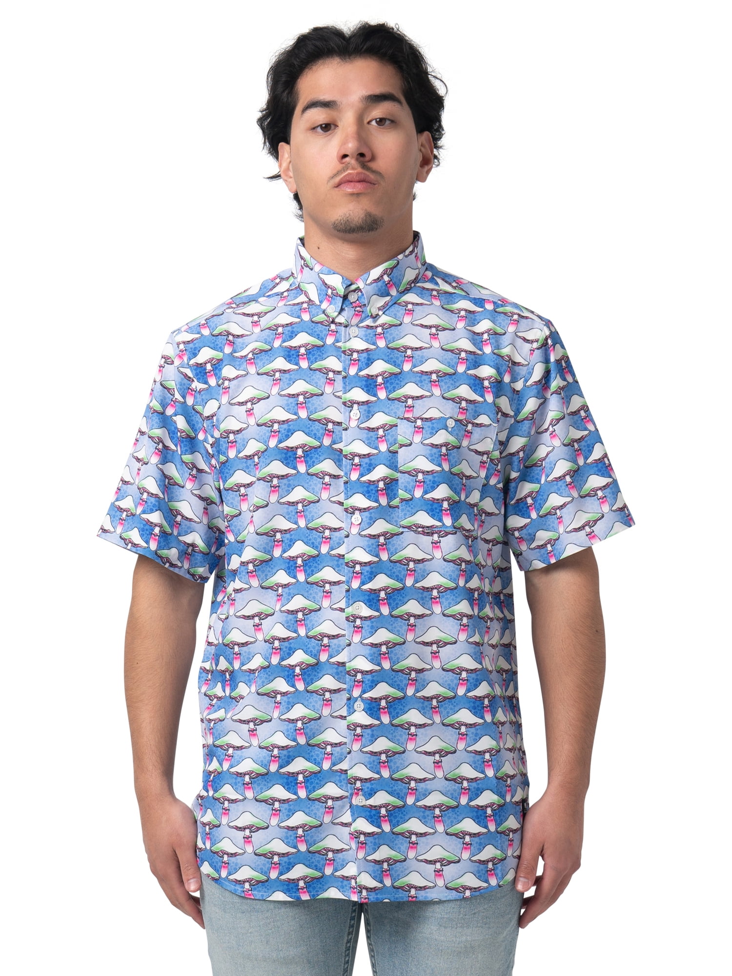 WeSC Men's Oden Shroomspiracy Allover Print Shirt with Short Sleeves ...