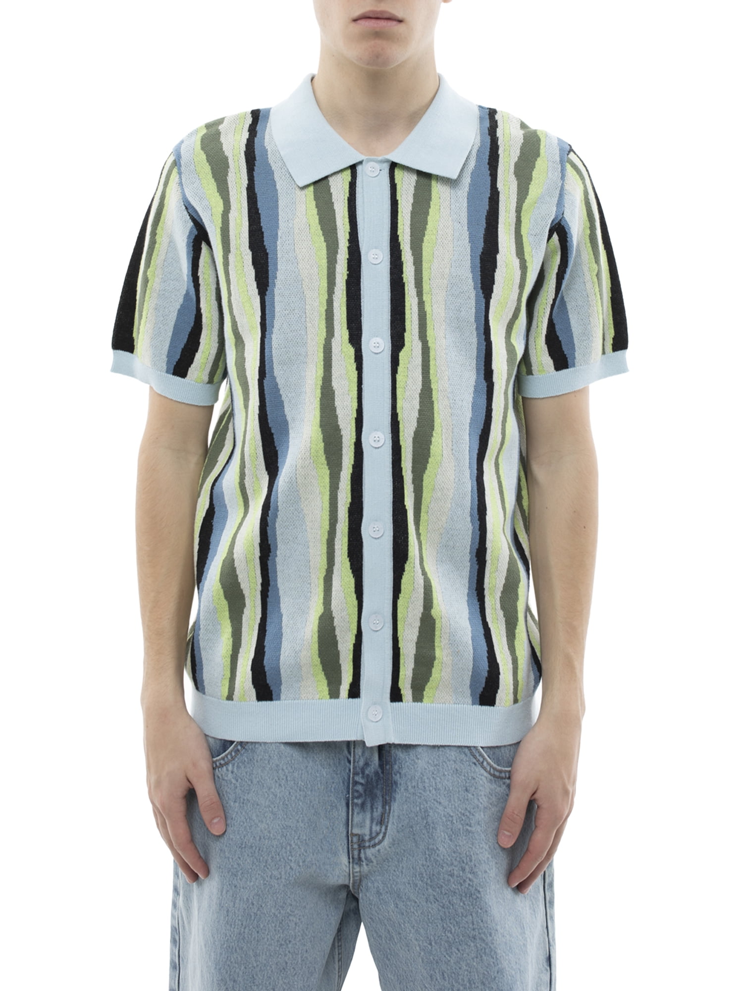 WeSC Men's Short Sleeve Polo Collar Cardigan Rippled Shirt, Sizes S-XL ...