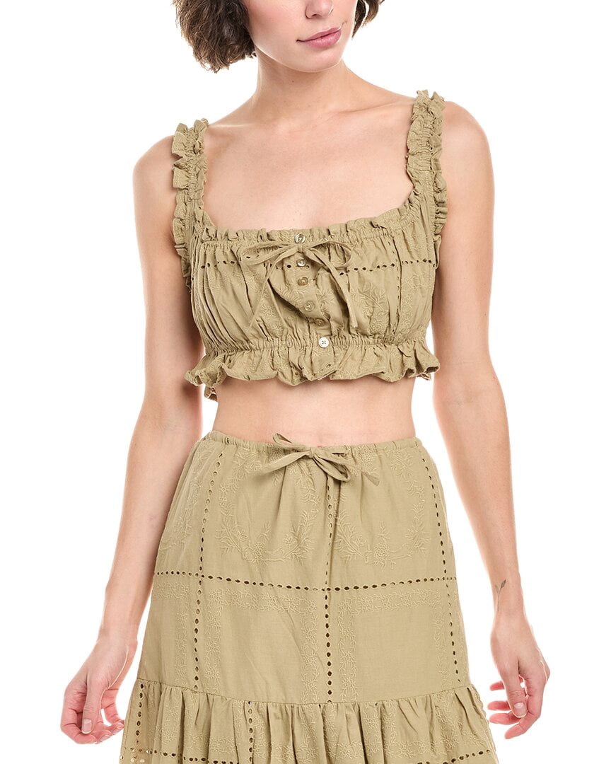 WeWoreWhat womens Ruffle Crop Top, s, Beige - Walmart.com
