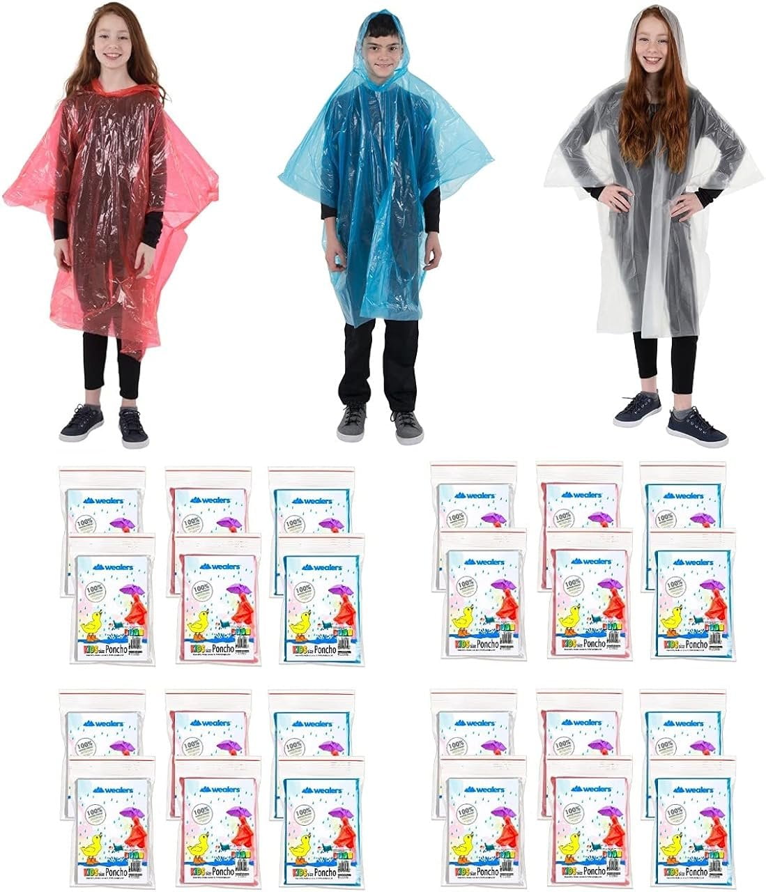 Wealers Rain Poncho Disposable Emergency Raincoat with Hoodie for ...
