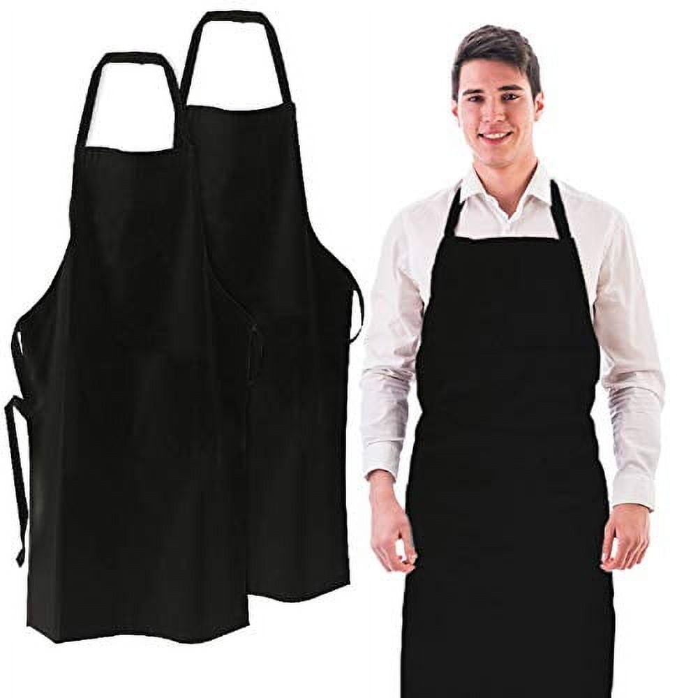 Wealuxe Professional Black Bib Aprons | 32x28 Inch | Black | 2 Pack - Walmart.com