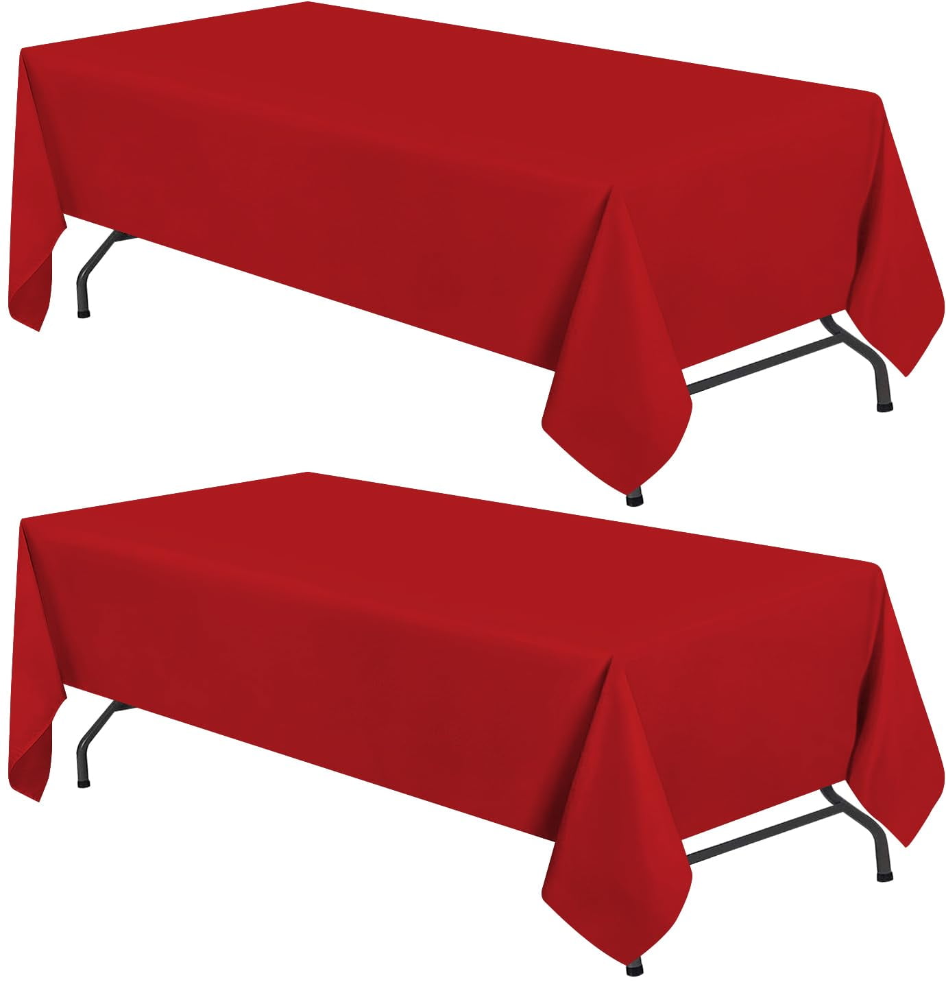 Wealuxe Large Polyester Rectangular Tablecloth 60x102 - Solid Red, Long ...