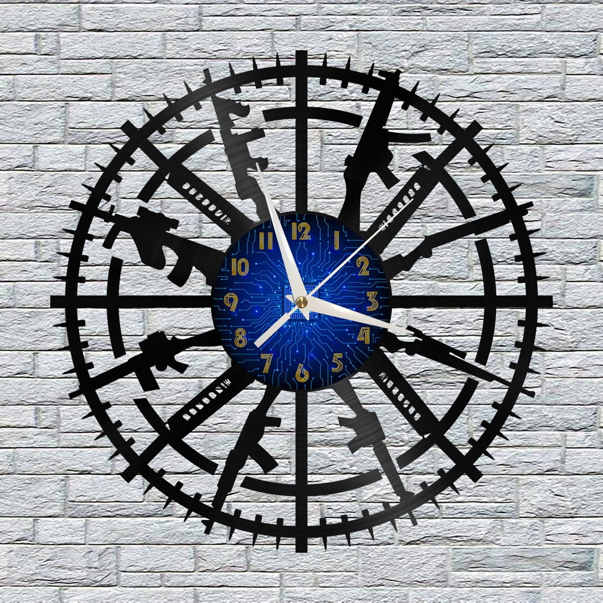 Weapon Firearms Gun Vinyl Wall Clock, Vinyl Record Clock Wall Art ...