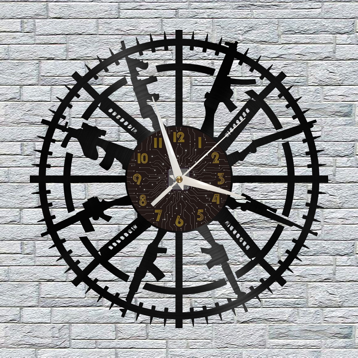Weapon Firearms Gun Vinyl Wall Clock, Vinyl Record Clock Wall Art ...