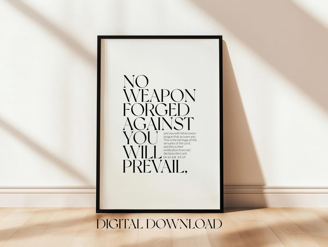 No Weapon Forged Against You Will Prevail Isaiah 54:17 Printable, Bible ...