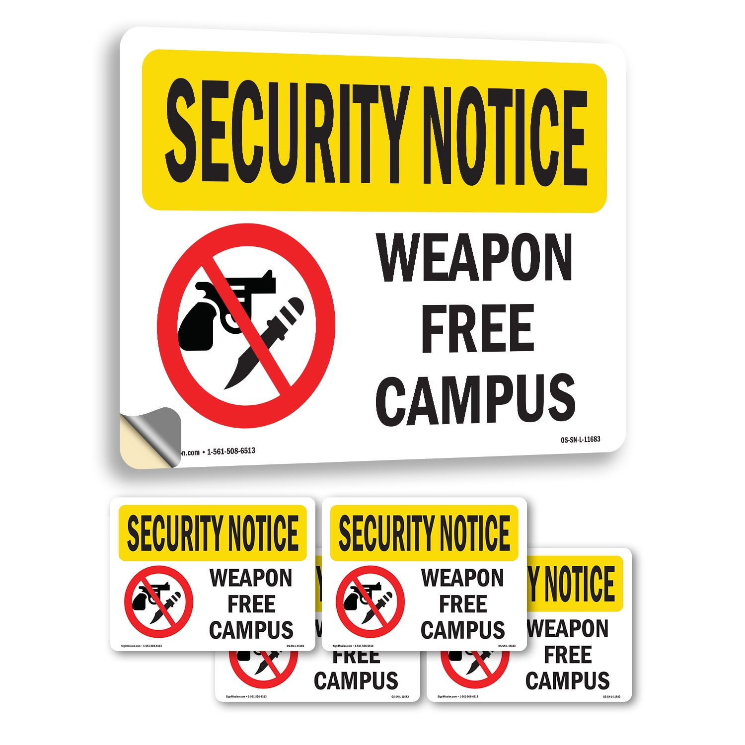 Weapon Free Campus OSHA Security Notice Vinyl Decal Label 18 Inch x 12 ...
