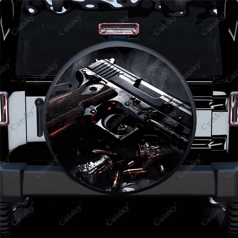 Weapon Gun Art Polyester Universal Spare Wheel Tire Cover Custom Tire ...